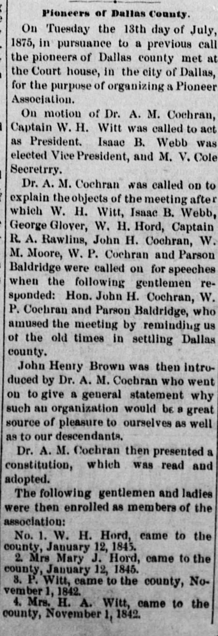 Organizational Meeting of Dallas County Pioneers – Dallas County ...